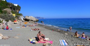 Carabeo Beach Nerja On A Spring Afternoon In April